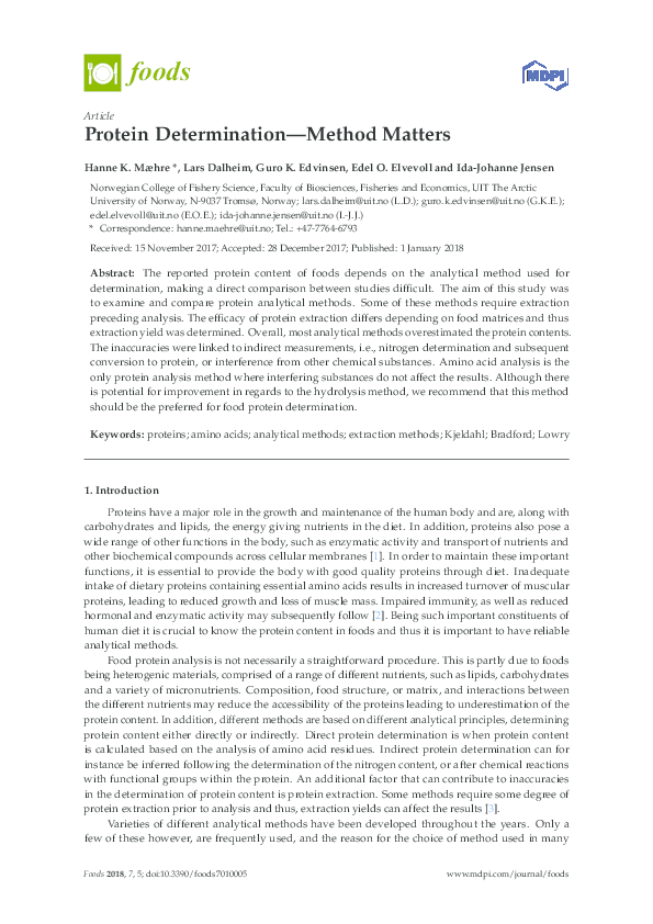 (PDF) Protein Determination-Method Matters