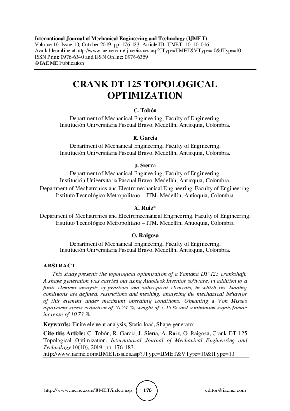 (PDF) CRANK DT 125 TOPOLOGICAL OPTIMIZATION