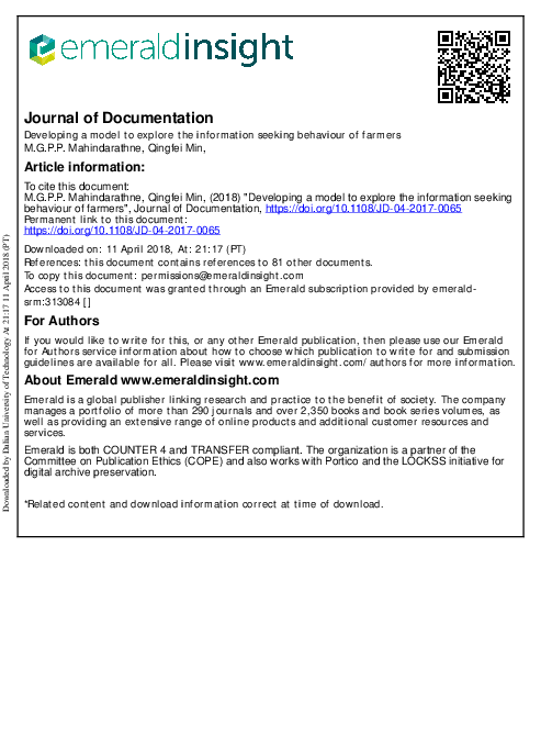 (PDF) Journal of Documentation Developing a model to explore the ...
