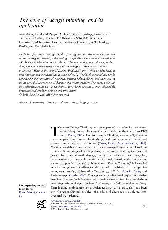 (PDF) The core of 'design thinking' and its application