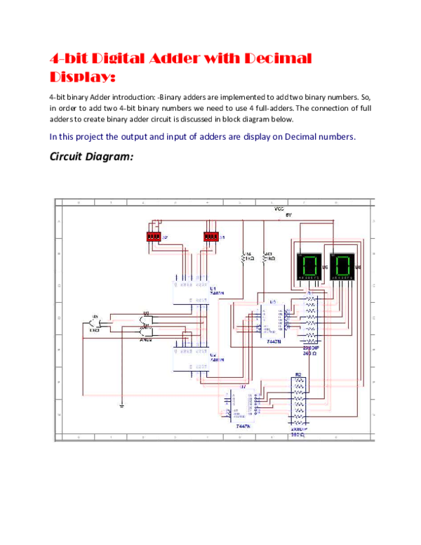 (PDF) 4-Bit Digital Adder with Decimal Display