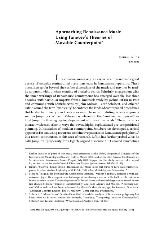 (PDF) Approaching Renaissance Music using Taneyev's Theories of Movable ...