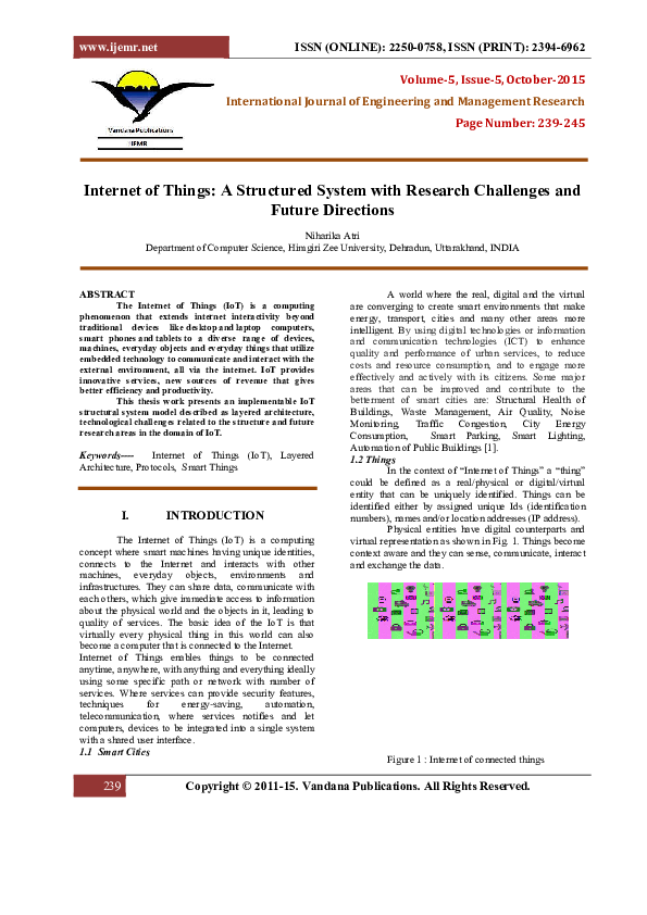 (PDF) Internet Of Things AStructured System With Research Challenges ...