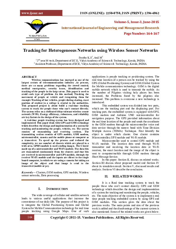 (PDF) Tracking for Heterogeneous Networks using Wireless Sensor Networks