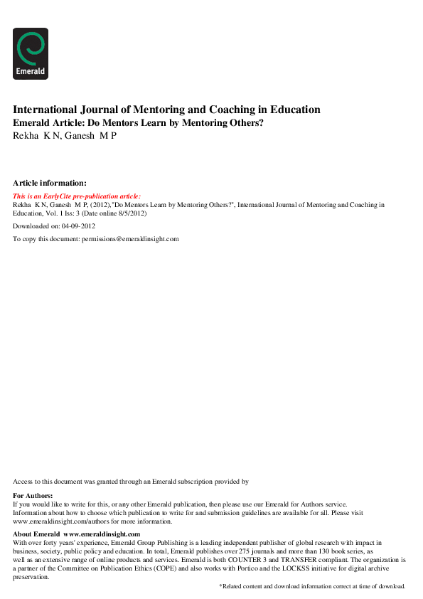 (PDF) International Journal of Mentoring and Coaching in Education