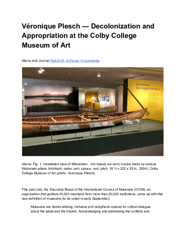 (PDF) “Decolonization and Appropriation at the Colby College Museum of ...