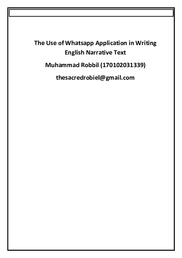 (PDF) The Use of Whatsapp Application in Writing English Narrative Text