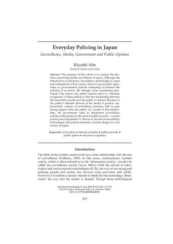 (PDF) Everyday Policing in Japan