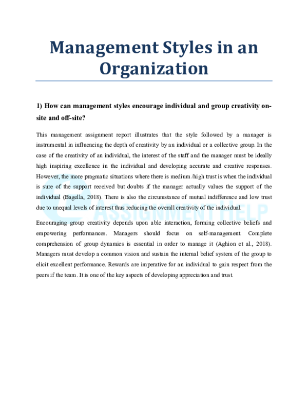 (PDF) Organization Management Assignment on Administrative styles