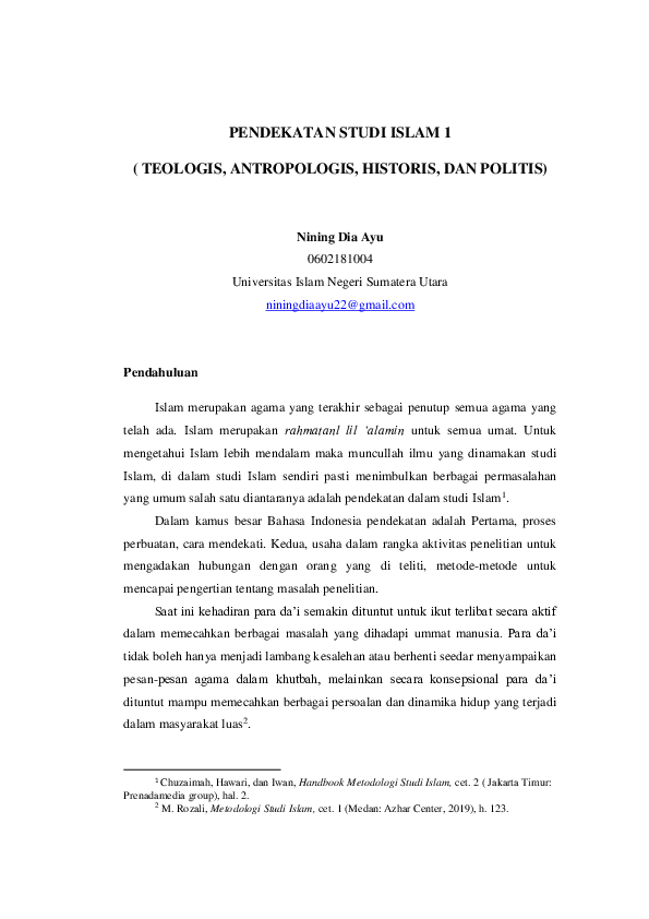 (DOC) PENDEKATAN STUDI ISLAM