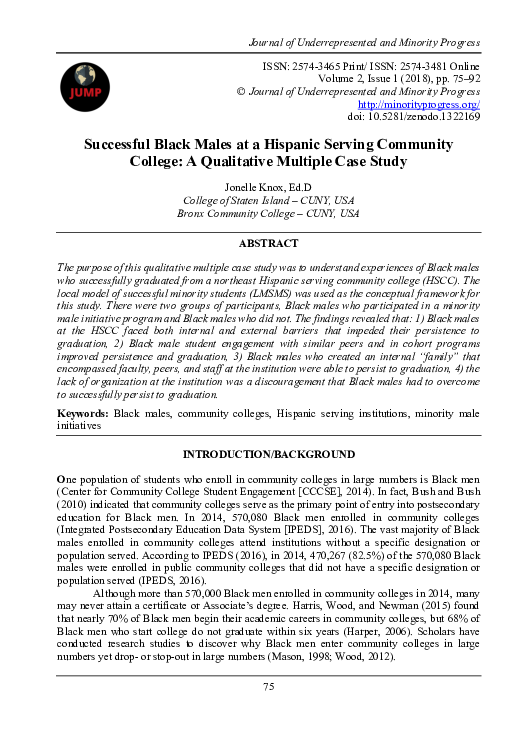 (PDF) Successful Black Males at a Hispanic Serving Community College: A ...