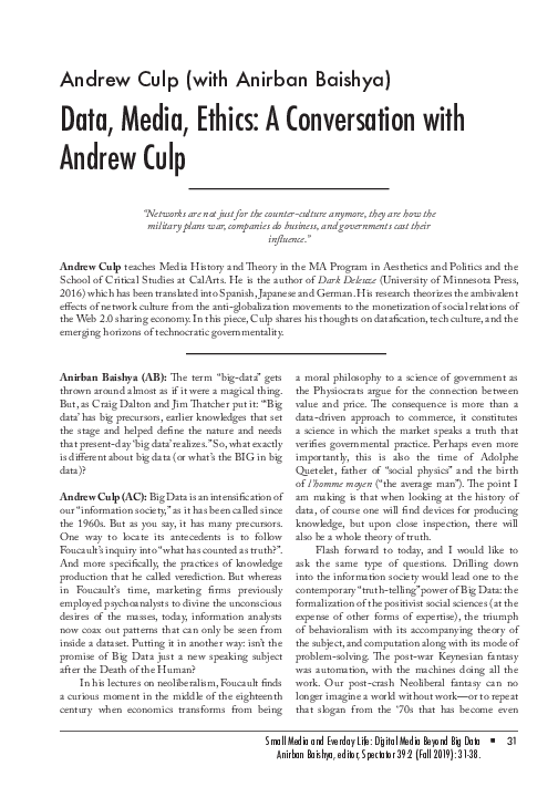 (PDF) Data, Media, Ethics: A Conversation with Andrew Culp | Andrew ...