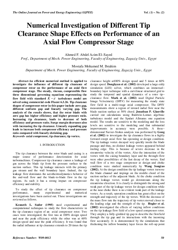 (PDF) Effects of Tip Clearance Shapes on Axial Flow Compressor Performance