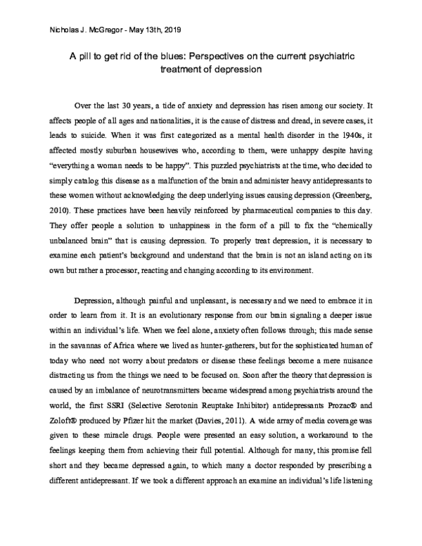 (PDF) Depression prob-sol essay