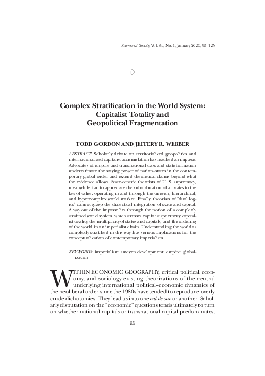 (PDF) Complex Stratification in the World System: Capitalist Totality ...