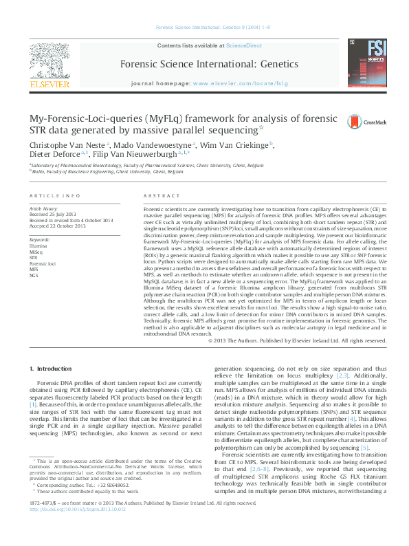 (PDF) My-Forensic-Loci-queries (MyFLq) framework for analysis of forensic STR data generated by ...