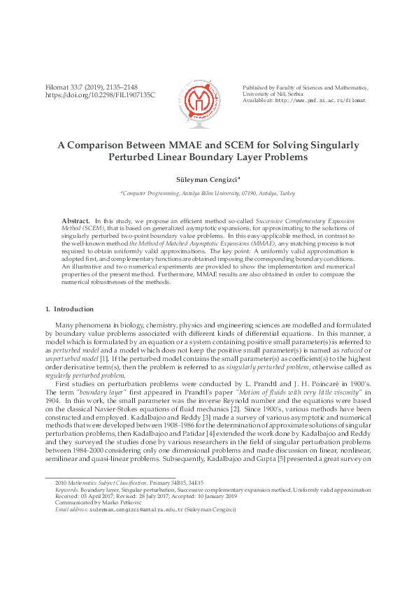 Pdf A Comparison Between Mmae And Scem For Solving Singularly Perturbed Linear Boundary Layer