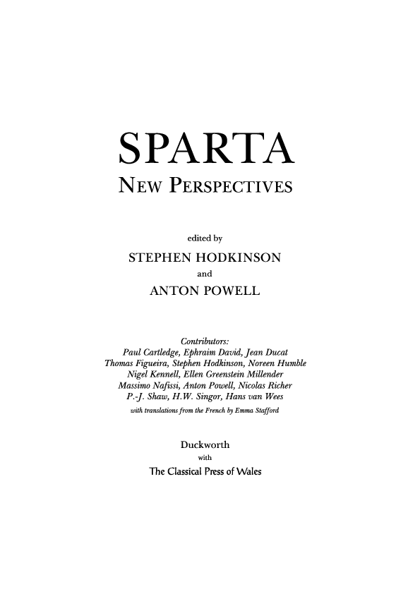 (PDF) Sparta, New Perspectives (London, Duckworth with The Classical ...