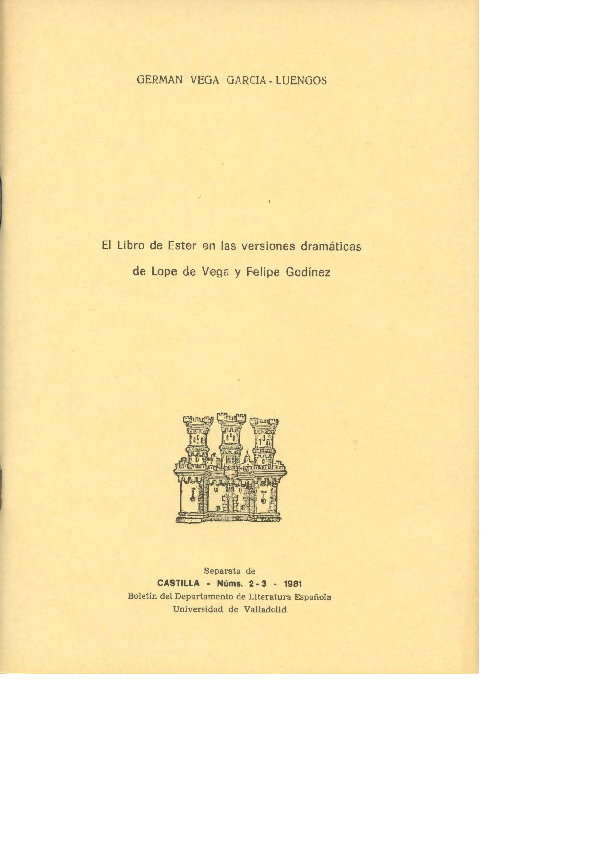 (PDF) El Libro de Ester en las versiones dramáticas de Lope de Vega y ...