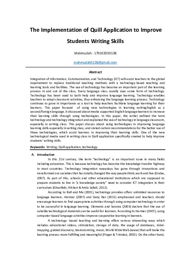 (PDF) The Implementation of Quill Application to Improve Students ...