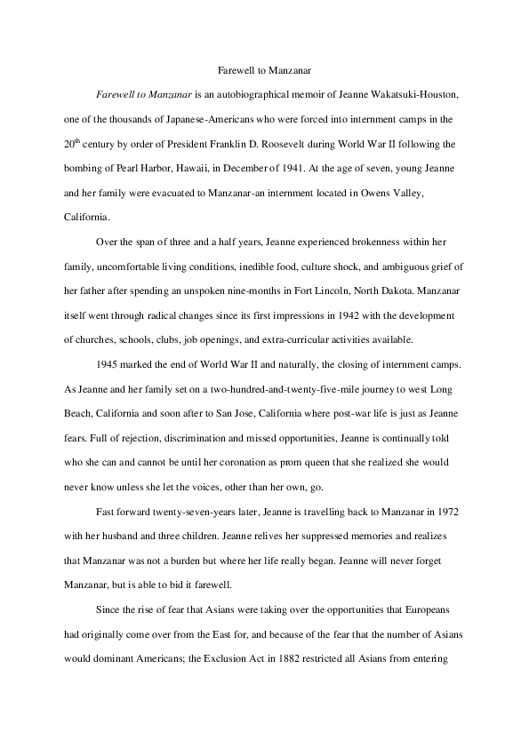 (DOC) Farewell to Manzanar