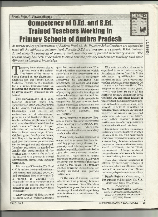 (PDF) Competency of D.Ed. and B.Ed. Trained Teachers Working in Primary ...