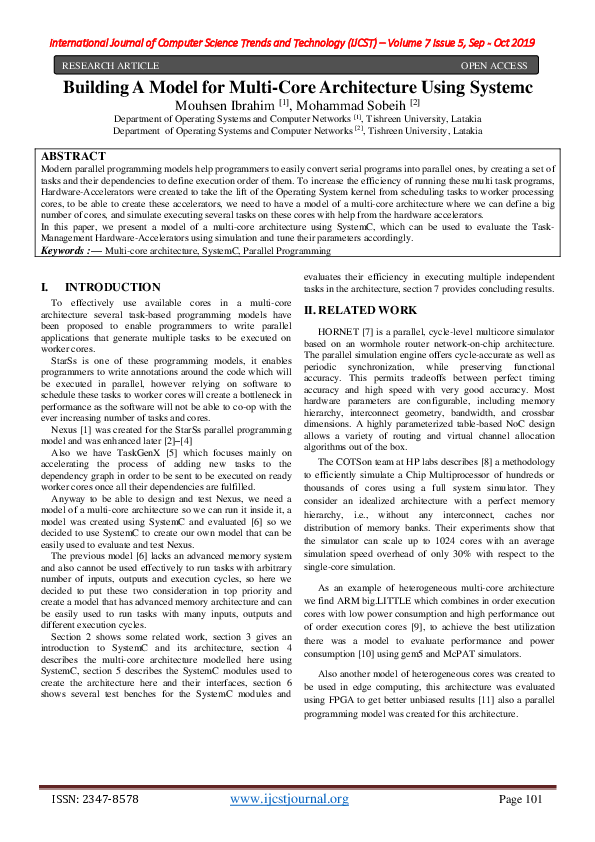Pdf Building A Model For Multi Core Architecture Using Systemc