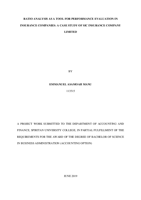 (PDF) RATIO ANALYSIS AS A TOOL FOR PERFORMANCE EVALUATION IN INSURANCE ...