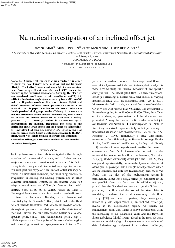(PDF) Numerical investigation of an inclined offset jet