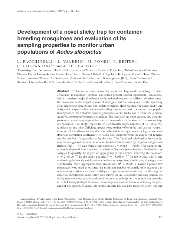 (PDF) Development of a novel sticky trap for container-breeding ...