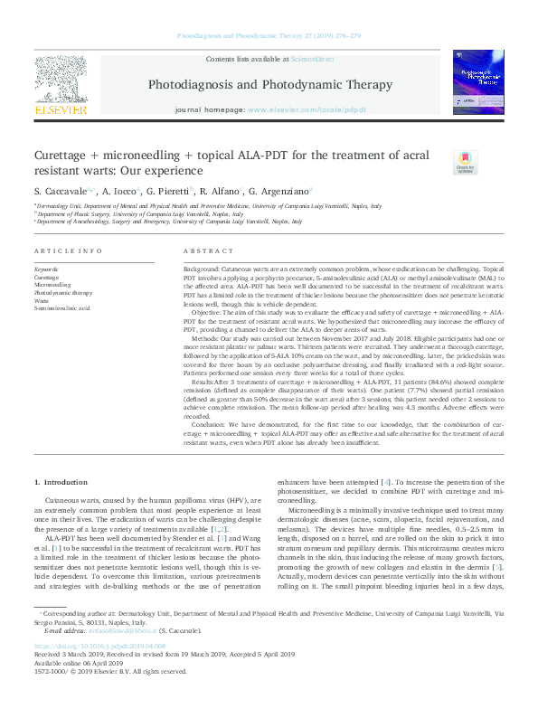 (PDF) Curettage + microneedling + topical ALA-PDT for the treatment of ...