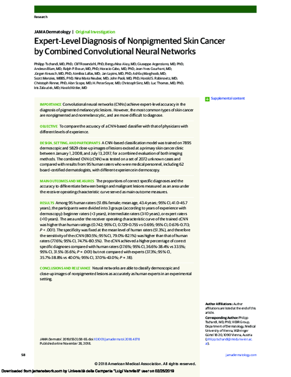 (PDF) Expert-Level Diagnosis of Nonpigmented Skin Cancer by Combined ...