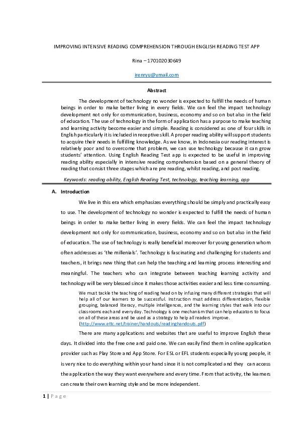 (PDF) Improving Intensive Reading Comprehension Through English Reading ...