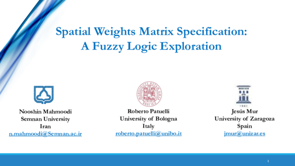 (PDF) Spatial Weights Matrix Specification: A Fuzzy Logic Exploration