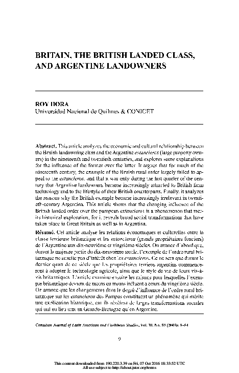 (PDF) Britain, the British Landed Class, and Argentine Landowners ...