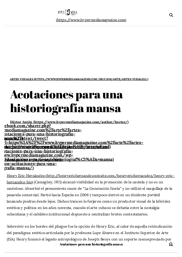 (PDF) "Acotaciones para una historiografía mansa". Por Héctor A ...