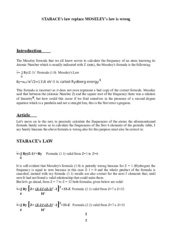 STARACE's law replace MOSELEY's law is wrong | Starace Aniello ...