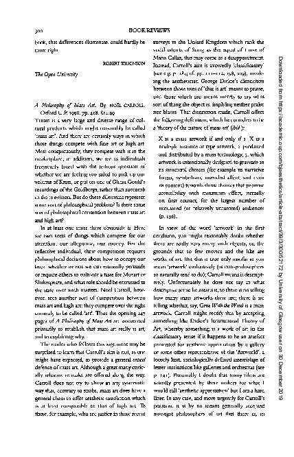 (PDF) Review of Noel Carroll: Philosophy of Mass Art
