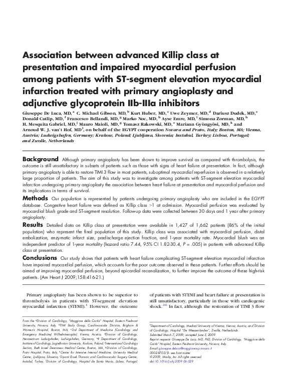 (PDF) Association between advanced Killip class at presentation and ...