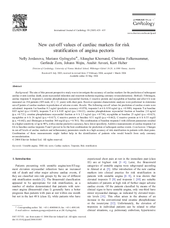 (PDF) New cut-off values of cardiac markers for risk stratification of ...