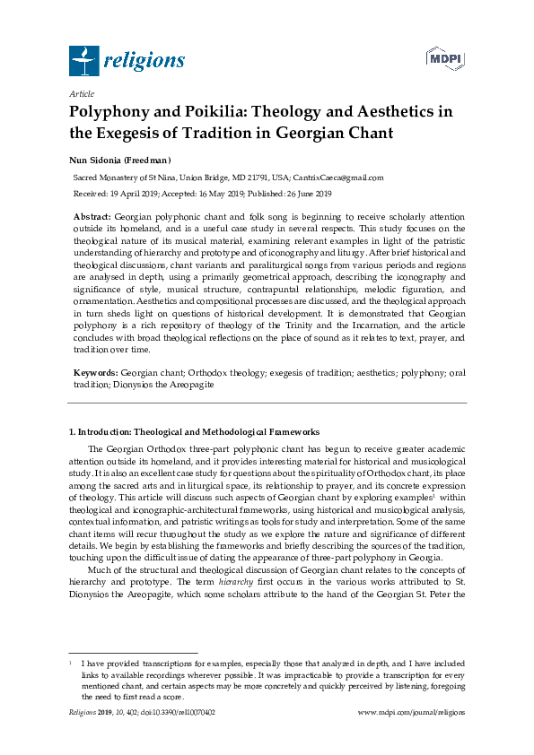 (PDF) Polyphony and Poikilia: Theology and Aesthetics in the Exegesis ...