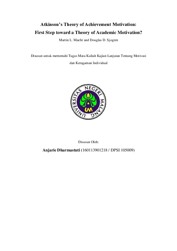 (DOC) Atkinson's Theory of Achievement Motivation: First Step toward a ...