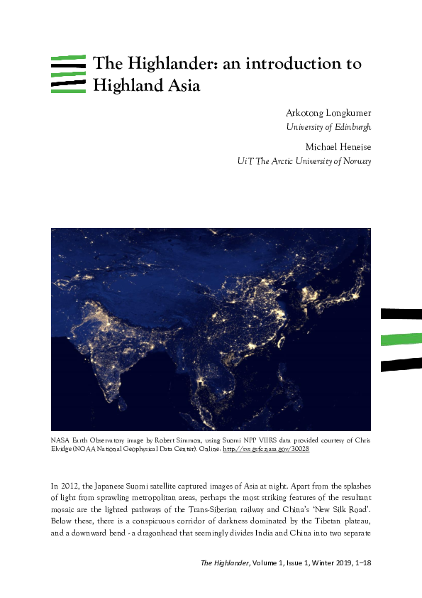 (PDF) The Highlander: An Introduction to Highland Asia | Michael T ...