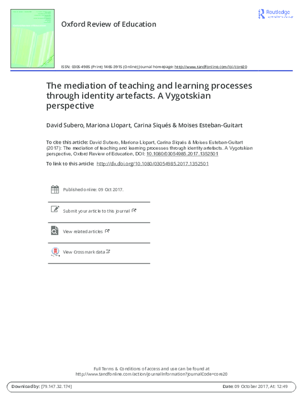 (PDF) The mediation of teaching and learning processes through identity ...