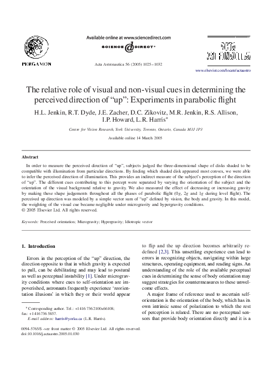 (PDF) The relative role of visual and non-visual cues in determining the perceived direction of ...