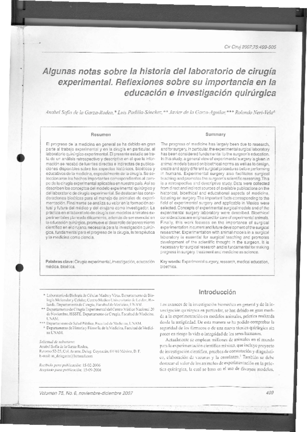 (PDF) [Some notes on the history of the experimental surgery laboratory ...