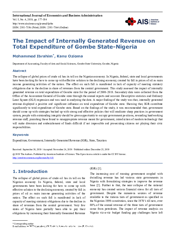 (PDF) The Impact of Internally Generated Revenue on Economic ...