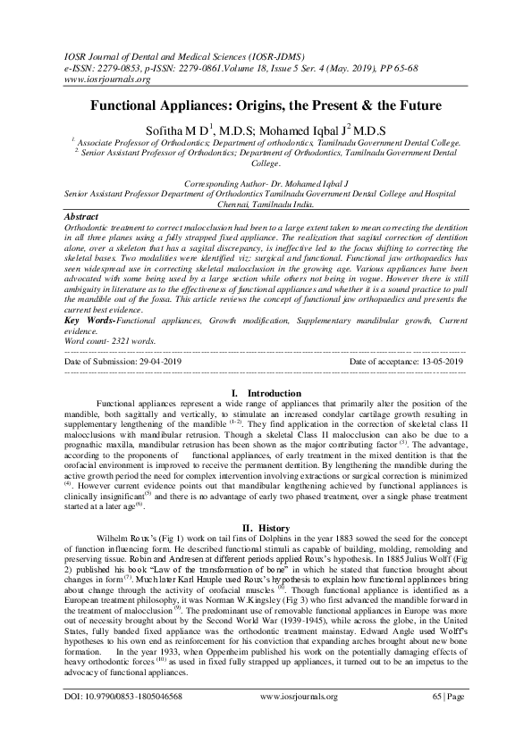 (PDF) Functional Appliances: Origins, the Present & the Future