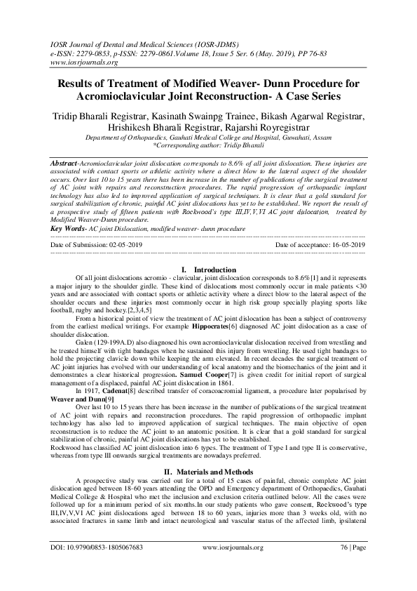 (PDF) Results of Treatment of Modified Weaver-Dunn Procedure for ...