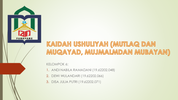 (PPT) MUTLAQ DAN MUQAYAD, MUJMALMDAN MUBAYAN